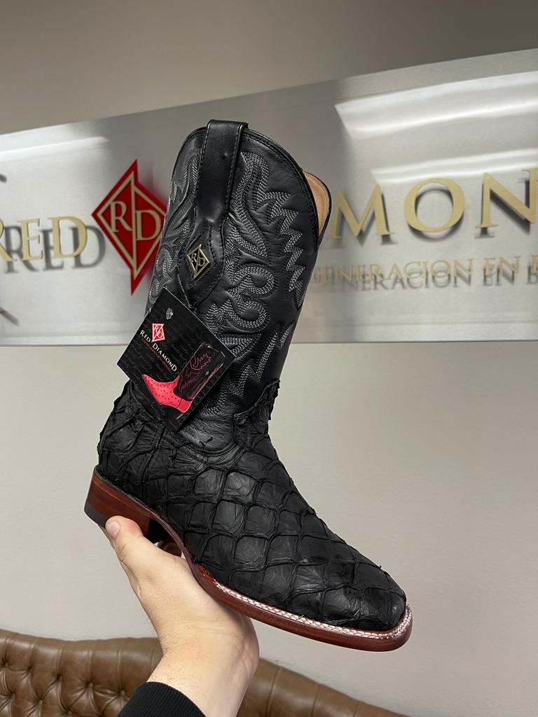 RED DIAMOND® MEN'S BLACK PIRARUCU EXOTIC BOOTS – La Gran Bota Western ...